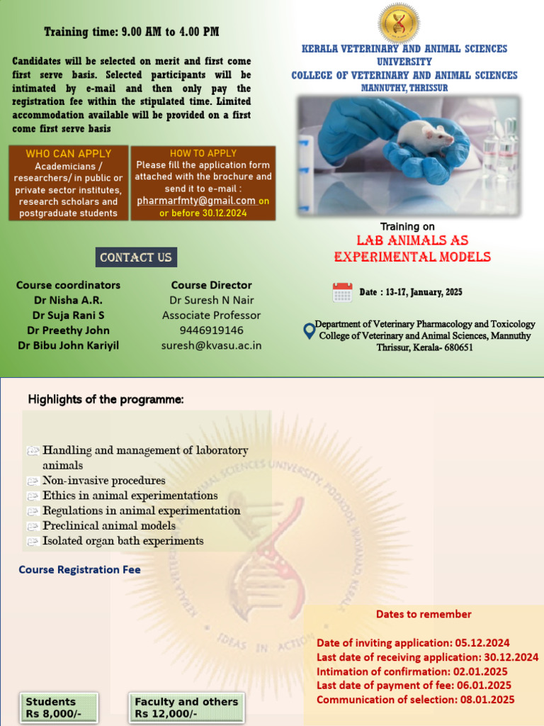 Lab Animal Vet College 13-17jan | PDF | Animal Testing | Veterinary ...