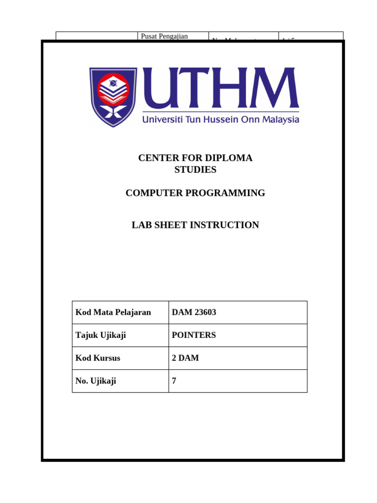 Dam 23603 - Lab 8 (Pointers) | PDF | Pointer (Computer Programming) | String (Computer Science)