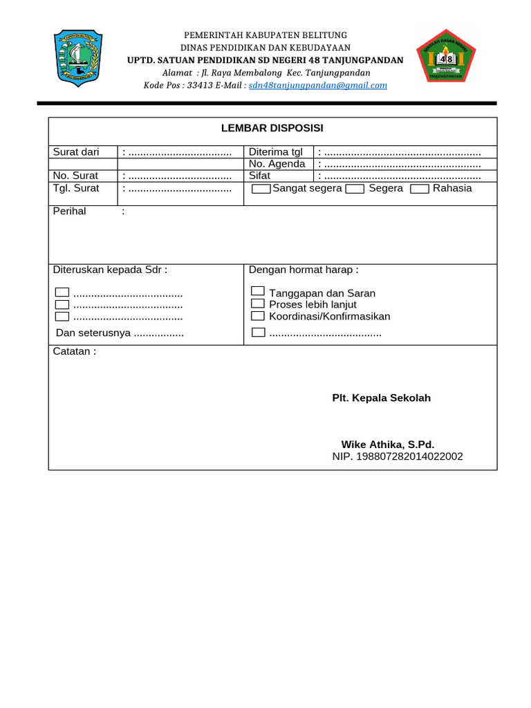 Lembar Disposisi | PDF