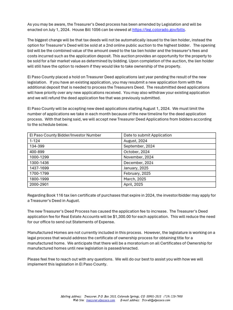 Summary of TRS Deed Changes 1 | PDF | Auction