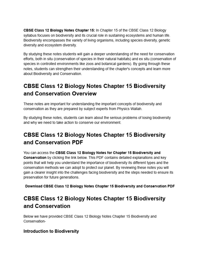 Biodiversity | PDF | Biodiversity | Conservation Biology