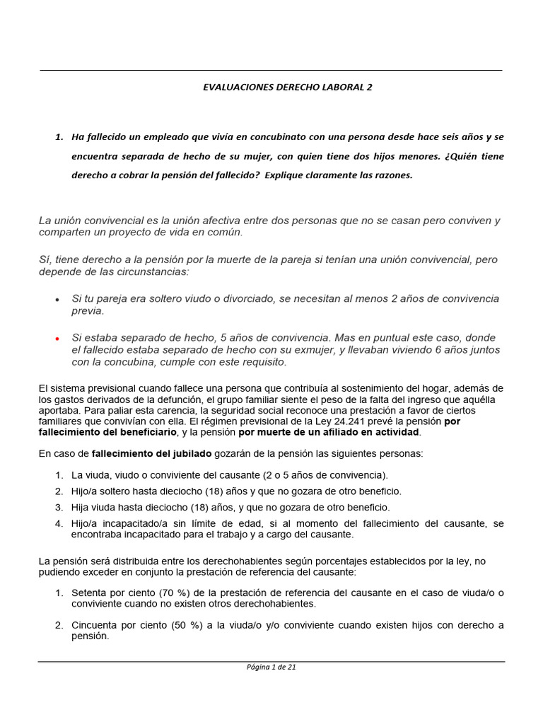 DL2 Evaluaciones-1 | PDF | Pensión | Derecho laboral