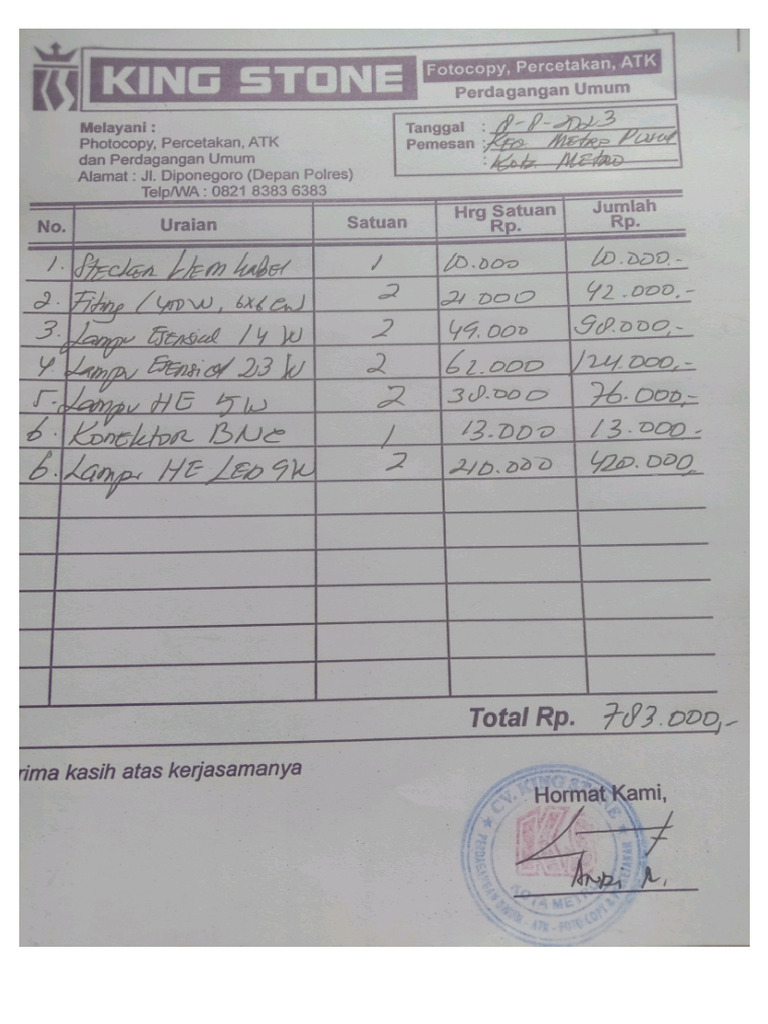 Nota Alat Listrik | PDF