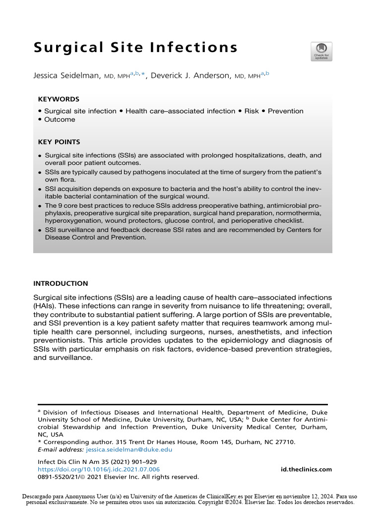 Surgical Site Infections | PDF | Wound Healing | Surgery
