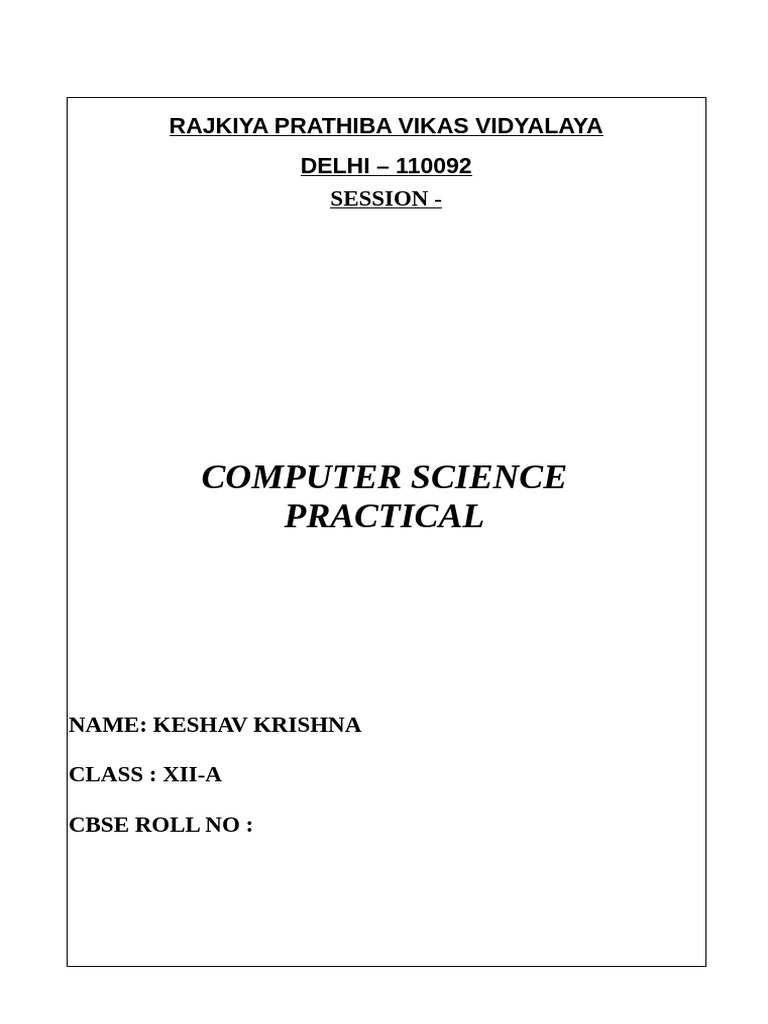 CS Practical by Keshav Krishna | PDF | Parameter (Computer Programming ...
