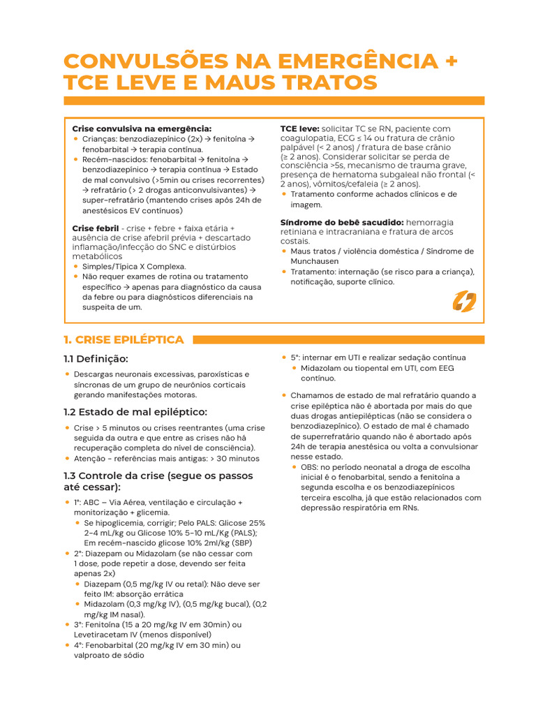 Emergência - Convulsões Na Emergência + TCE Leve e Maus Tratos | PDF ...