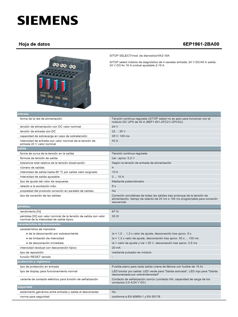 6EP19612BA00 Datasheet Es | PDF | Ingenieria Eléctrica | Electricidad