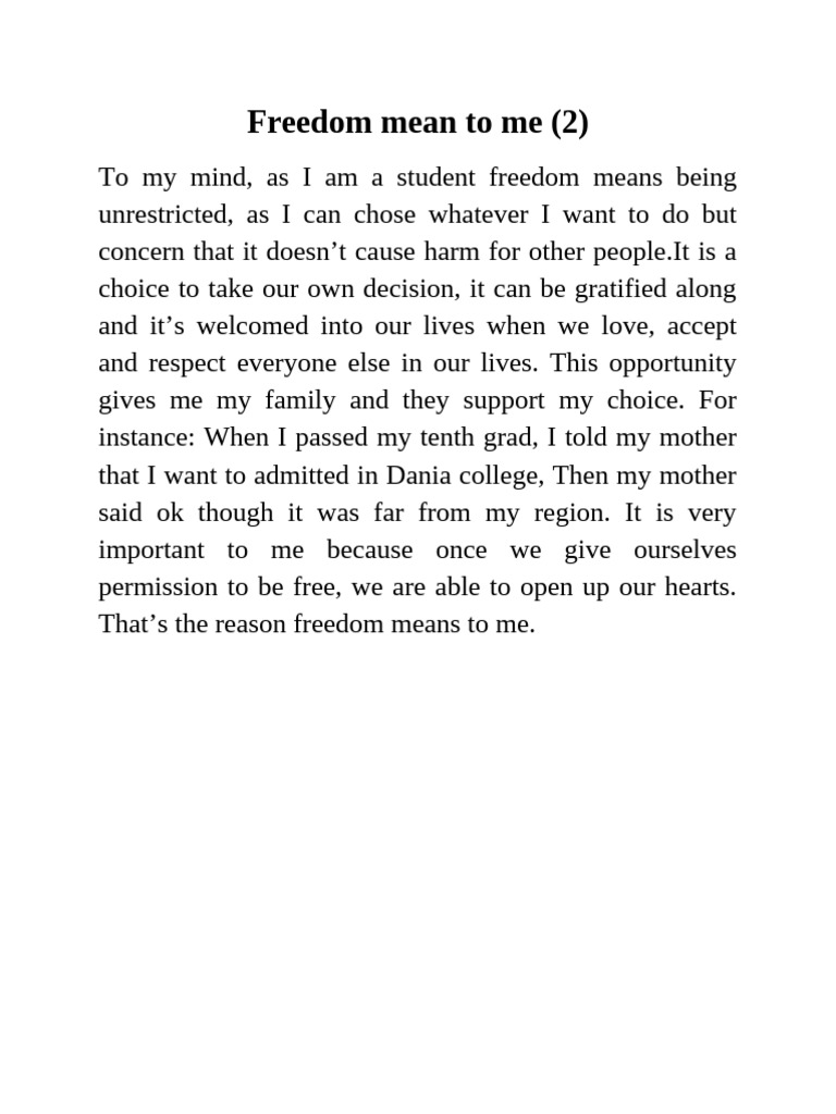 What Freedom Means to Me as a Student | PDF