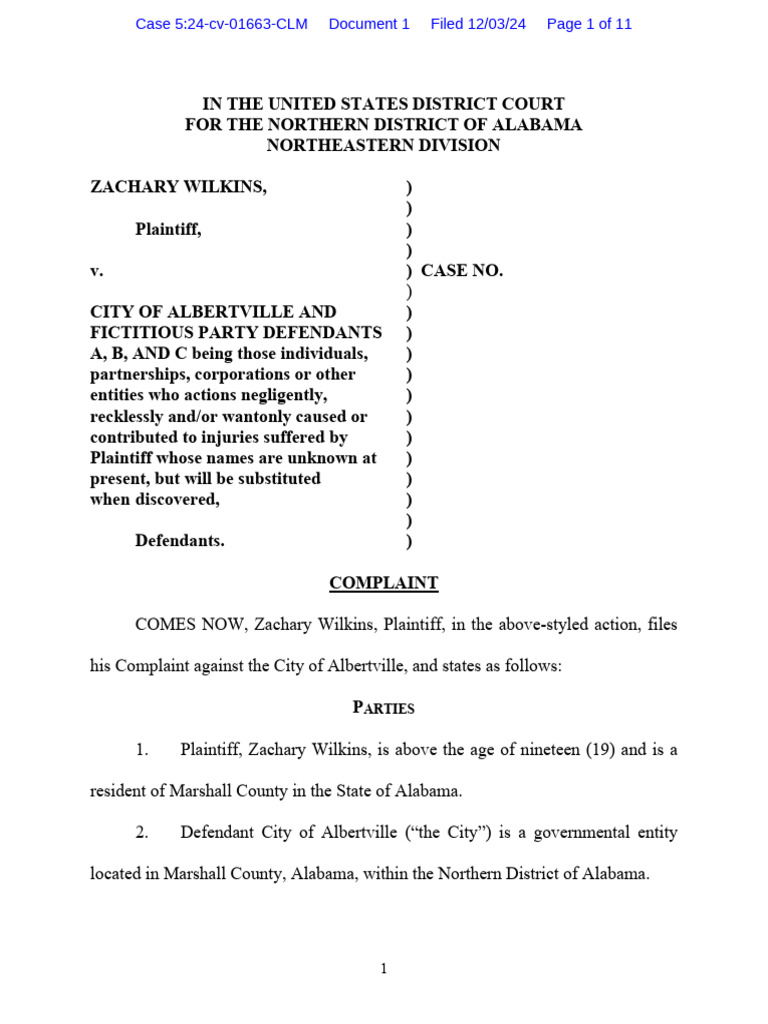 Albertville Firefighter Civil Case Court Documents | PDF | Equal ...