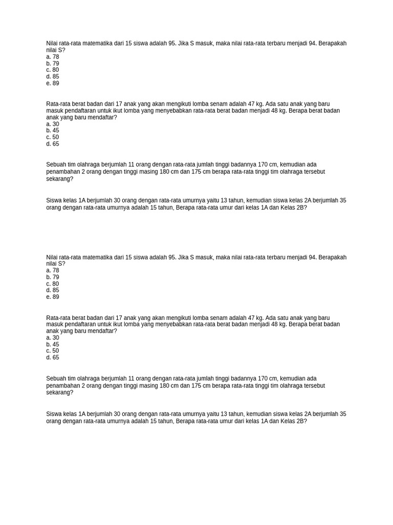 Nilai Rata Gabungan | PDF