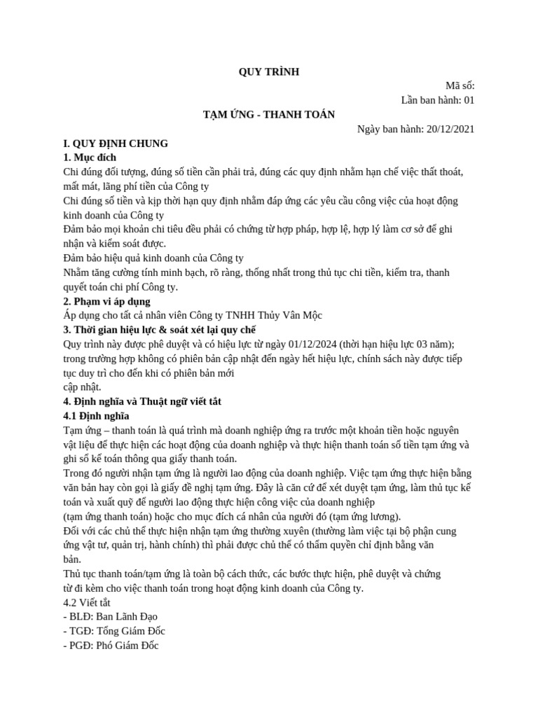 Gfho 03 - Quy Trình Thanh Toán - T M NG | PDF