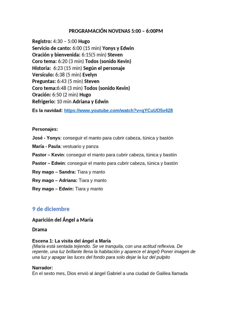 PROGRAMACIÓN NOVENAS | PDF | María, madre de Jesús | Natividad De Jesus