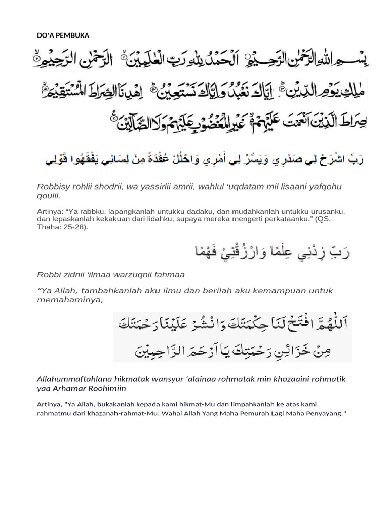 Doa Pembuka dan Penutup | PDF