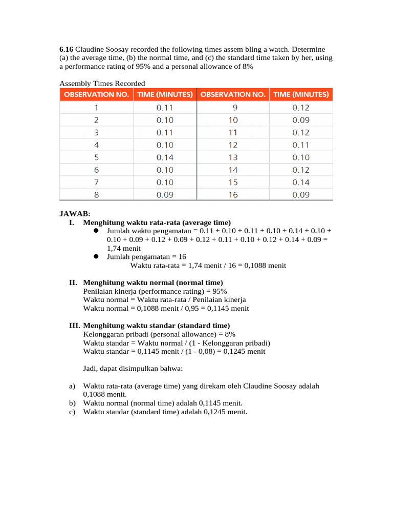 Calculating Watch Assembly Times | PDF