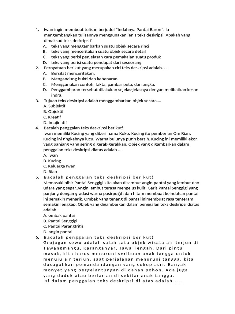 Soal BIndo Sem 1 2024-2024 | PDF