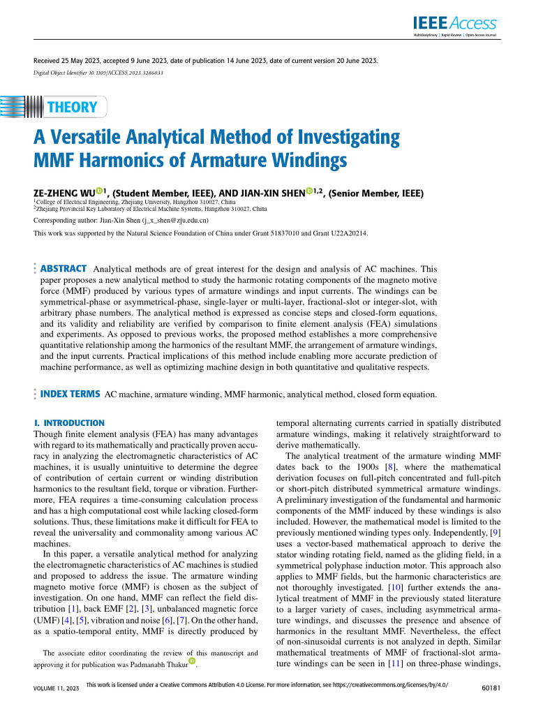 A Versatile Analytical Method of Investigating MMF Harmonics of Armature Windings | PDF | Phase ...