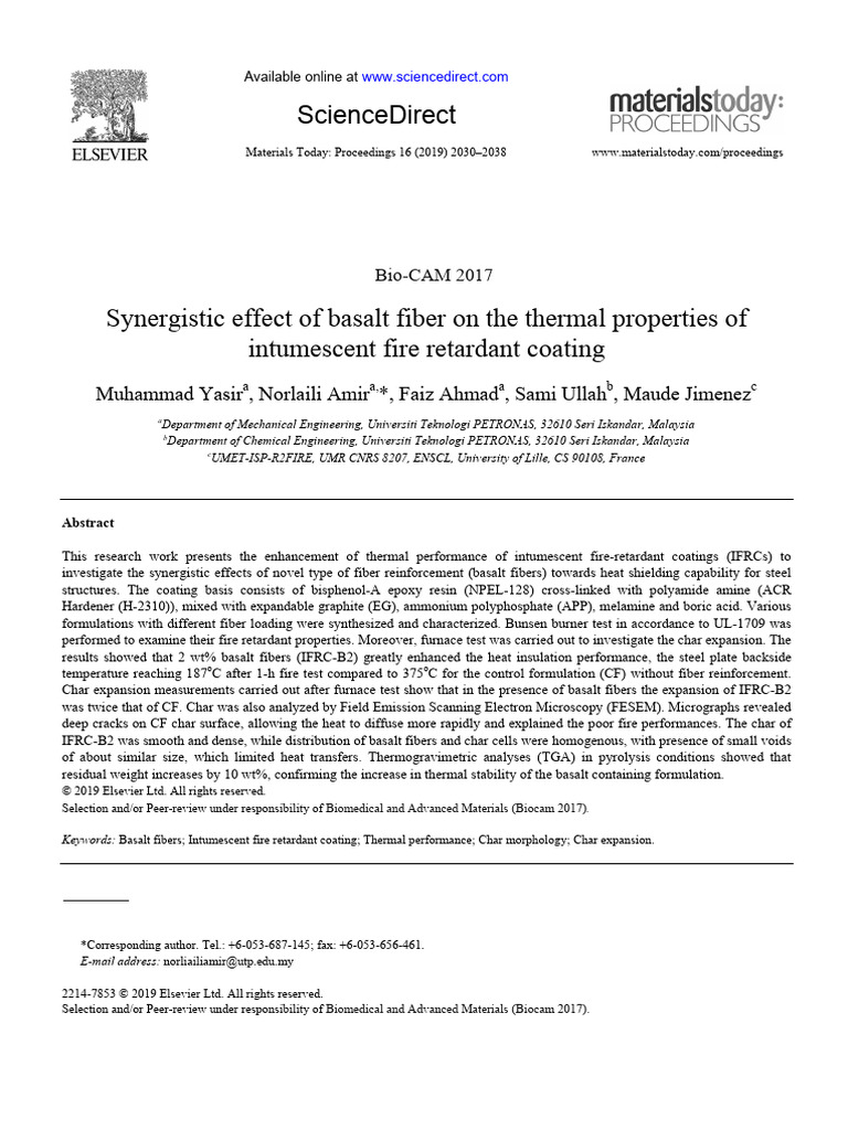 Synergistic Effect of Basalt Fiber On The Thermal Properties of | PDF ...