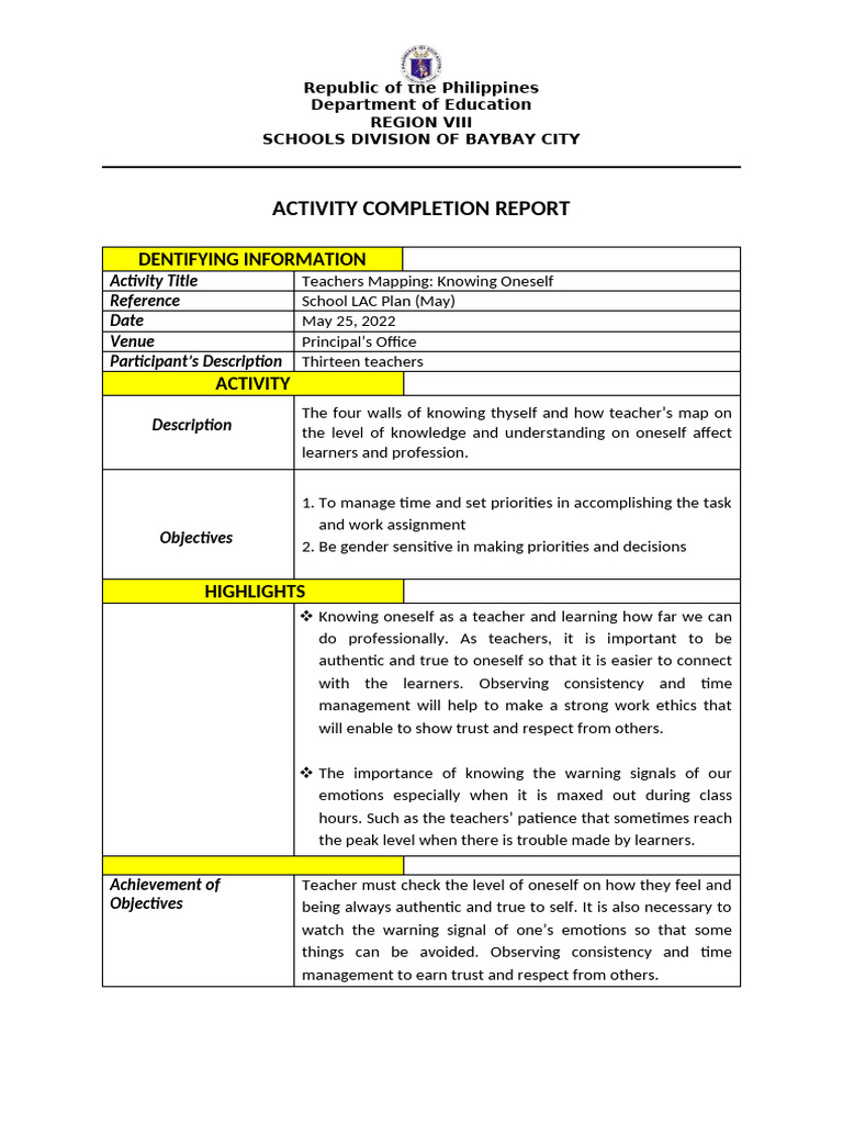 ACR-template | PDF | Teachers | Cognition