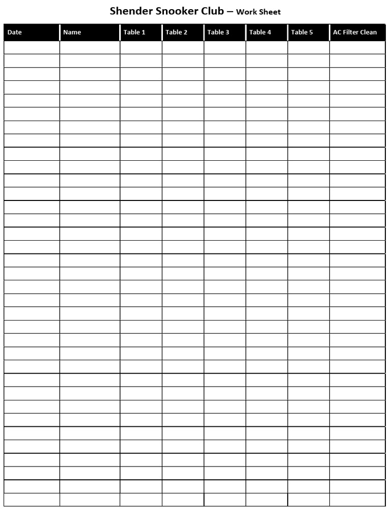 Shender Work Sheet | PDF
