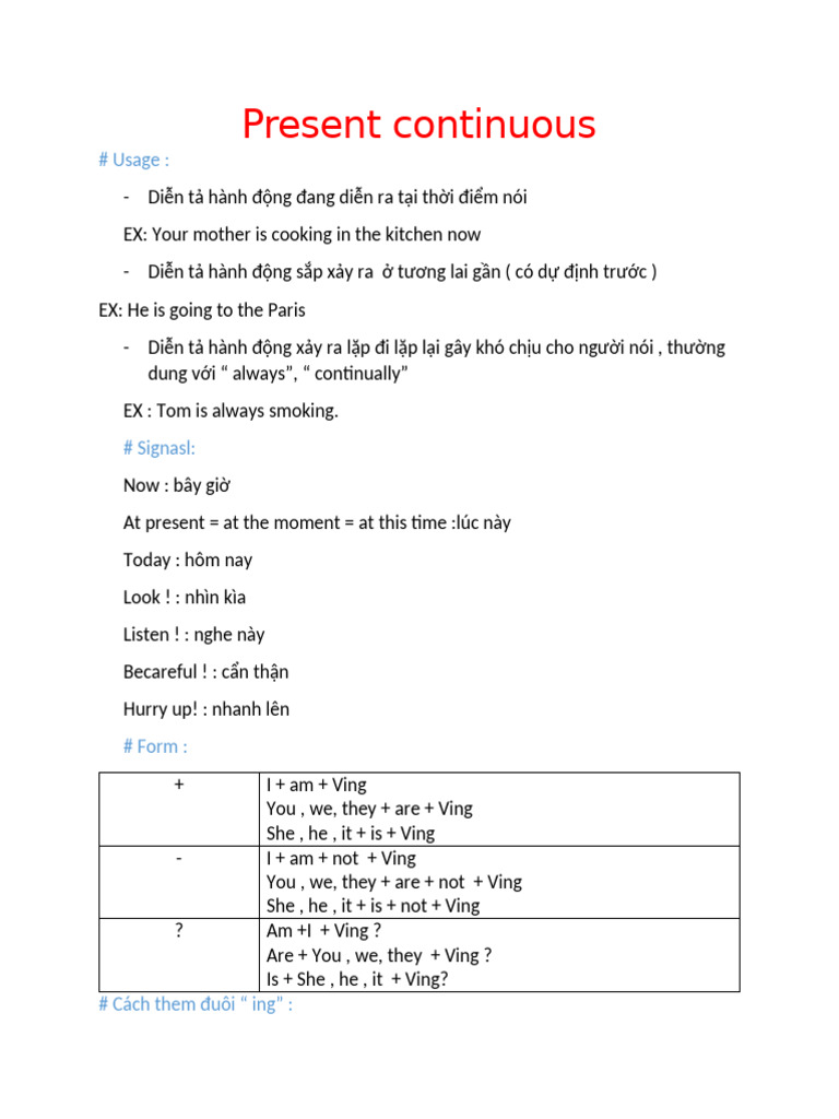 Present Continuous | PDF