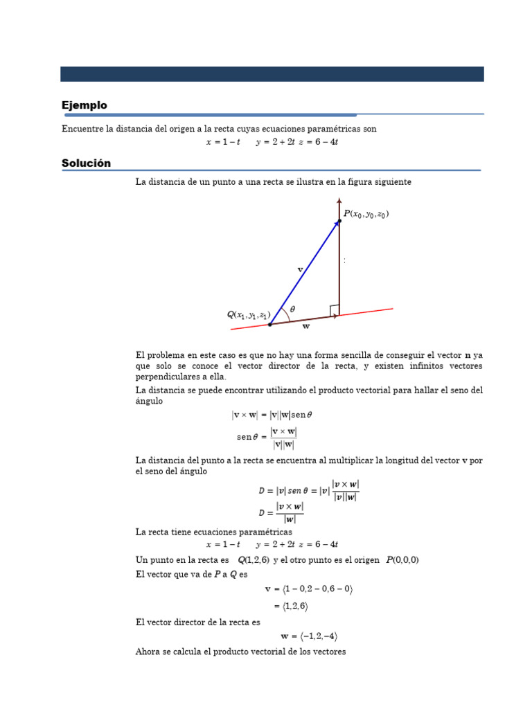 Cálculo de Distancias en el Espacio | PDF | Línea (geometría) | Vector ...