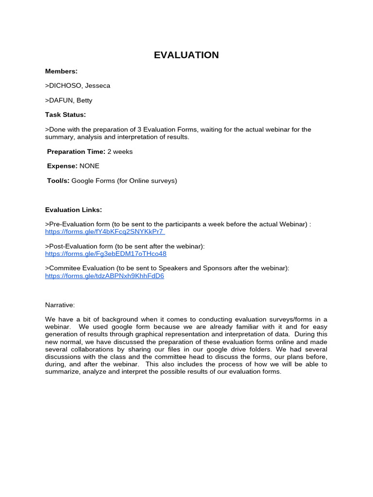 Evaluation Committee - Report | PDF