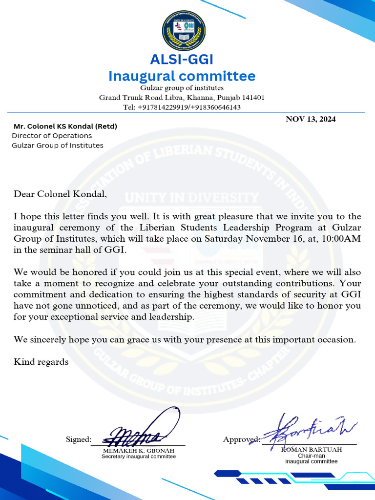 Inaugural Committee: Alsi-Ggi | PDF