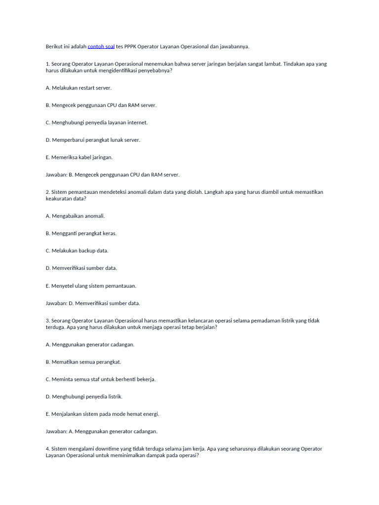 Contoh Soal PPPK | PDF