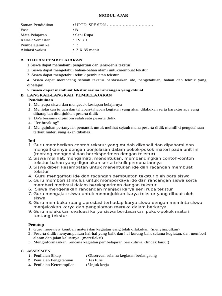 Modul Ajar 3 Senirupa | PDF
