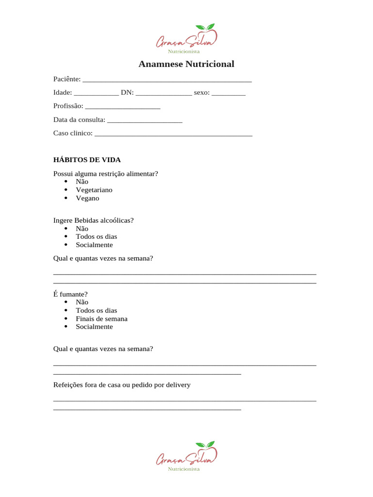 Ficha de Anamnese | PDF