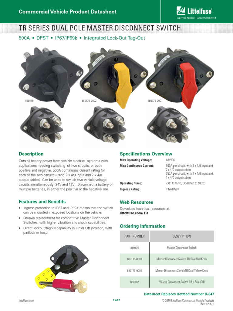 Heavy Duty Isolator SW Data Sheet | PDF | Switch | Electronics