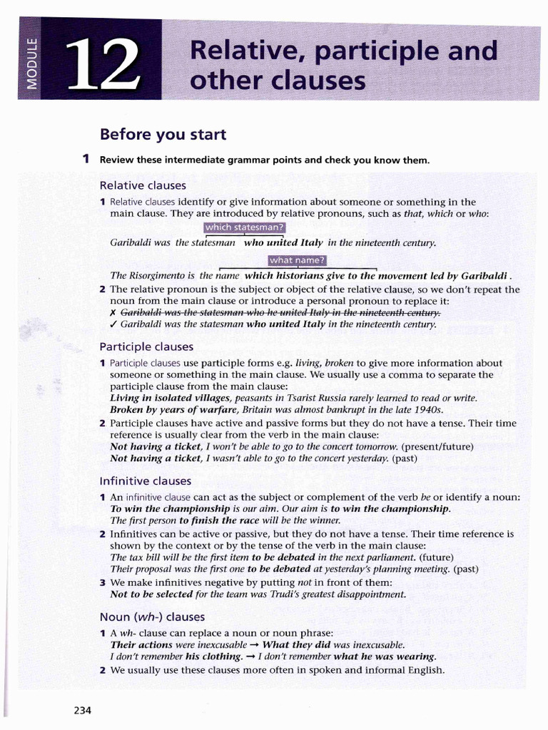 MyGrammarLab C1 C2 Relative Participle and Other Clauses | PDF