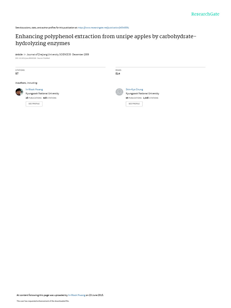 Enhancing Polyphenol Extraction From Unripe Apples | PDF | Polyphenol | High Performance Liquid ...