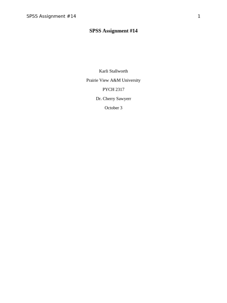 SPSS Assignment #14 | PDF