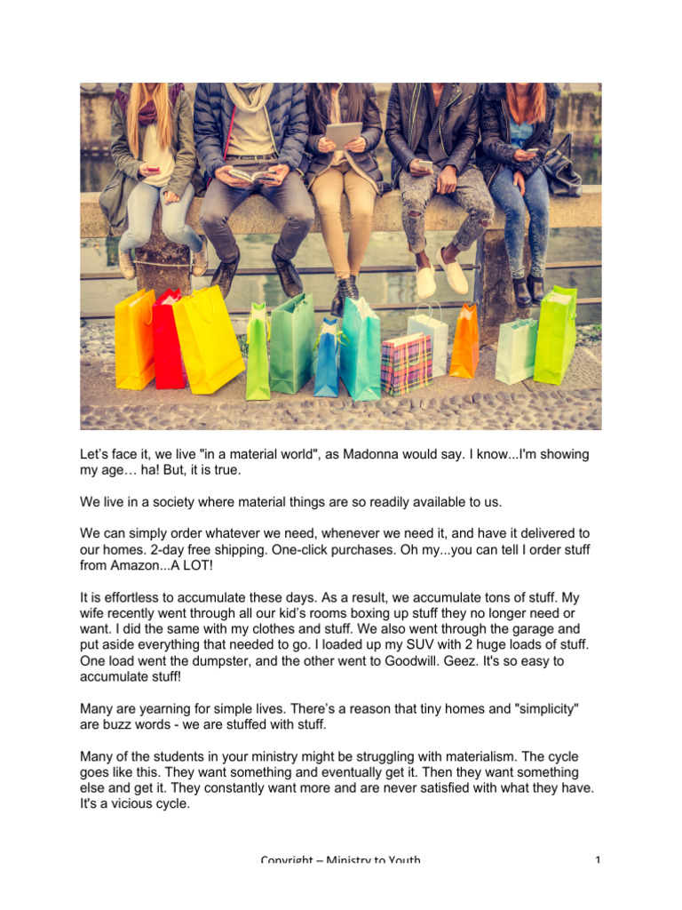 Youth Group Lesson On Materialism | PDF | Jesus