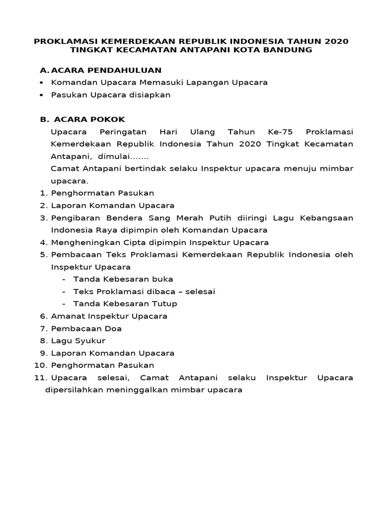 Susunan Acara Hut Ri | PDF