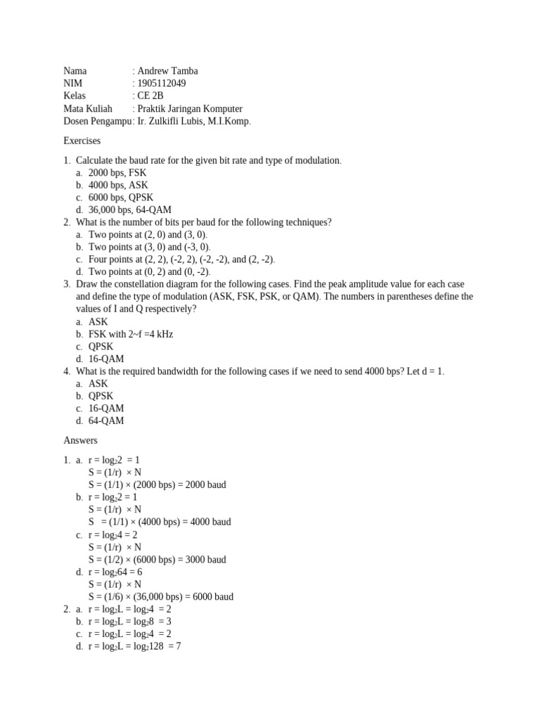 Computer Network Exercises | PDF