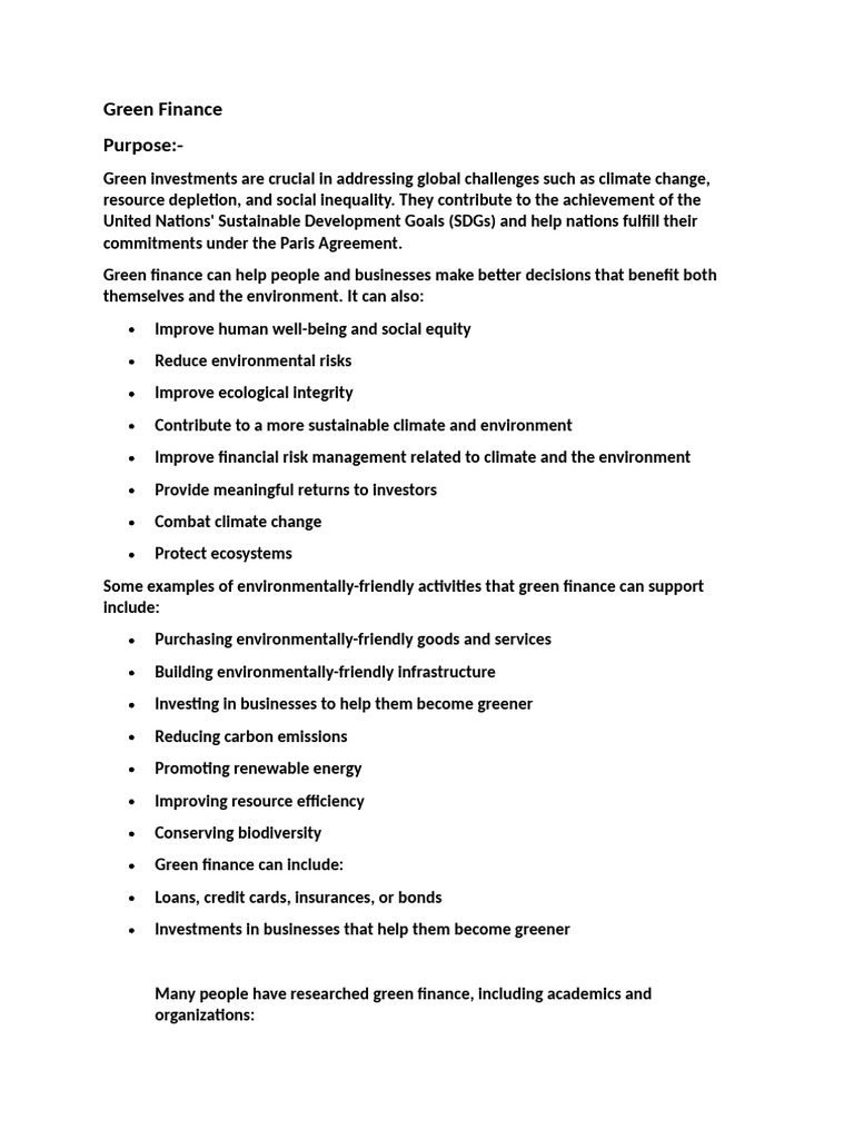 Research Paper Green Finanace | PDF | Sustainability | Climate Change ...