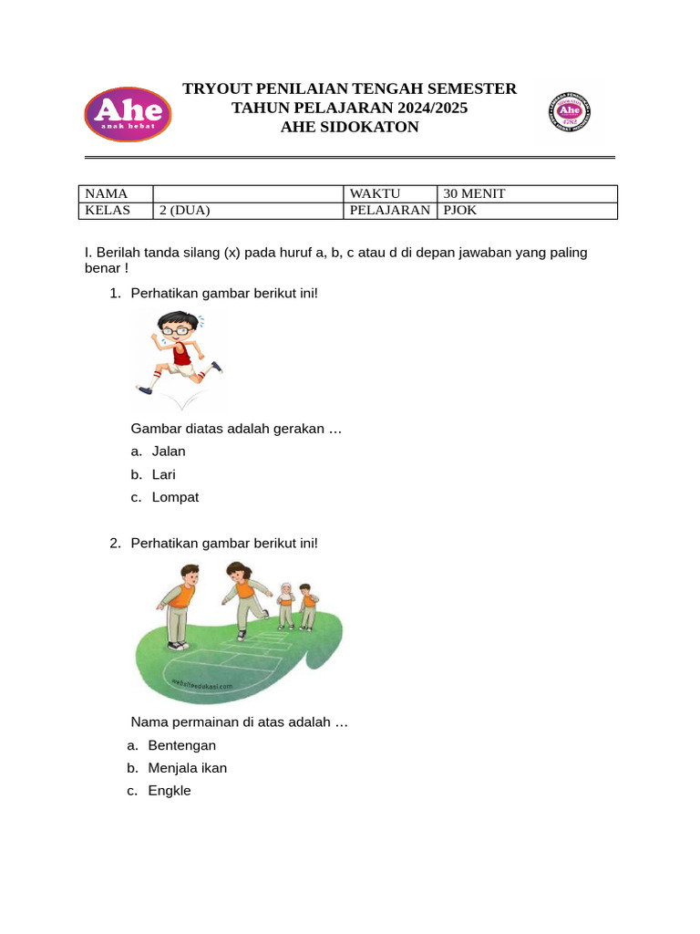 PTS Pjok Kelas 2 | PDF