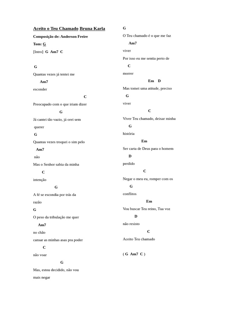 Aceito o Teu Chamado - Bruna Karla | PDF