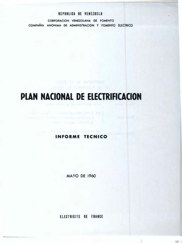 Plan Nacional de Electrificacion CADAFE-Electricite de France | PDF ...