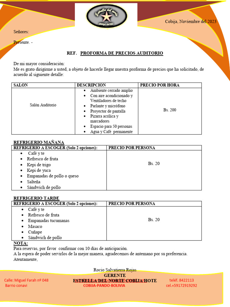 Proforma Auditorio Jica 2023 | PDF