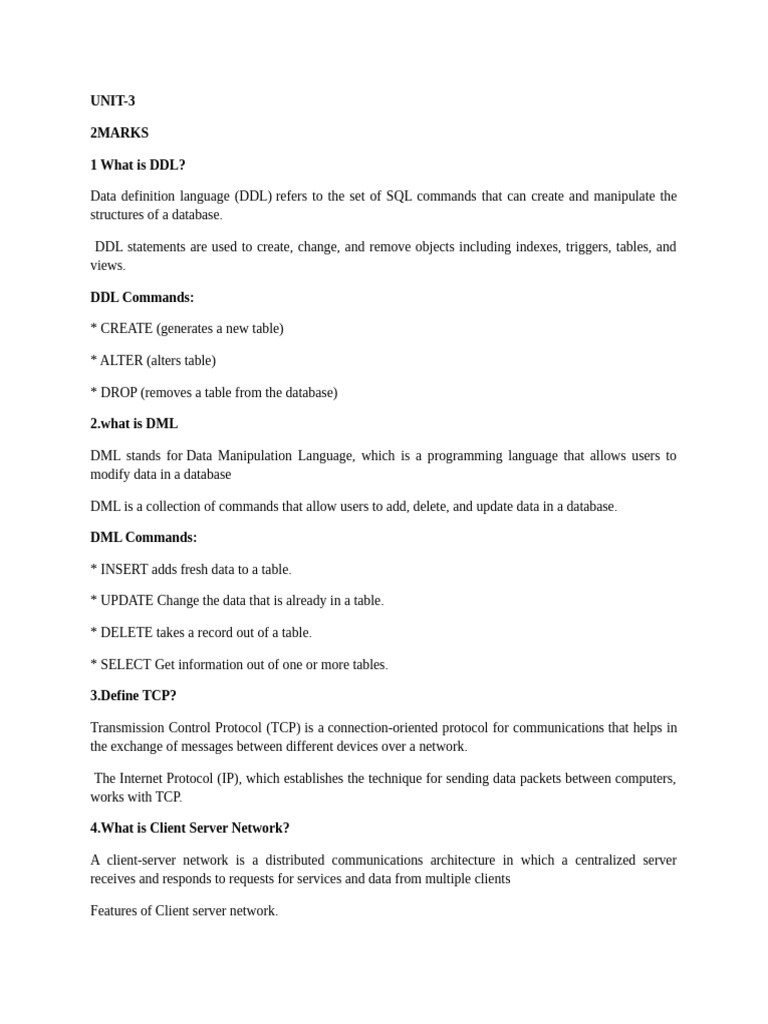 3rd unit 2marks | PDF | Computer Network | Transmission Control Protocol