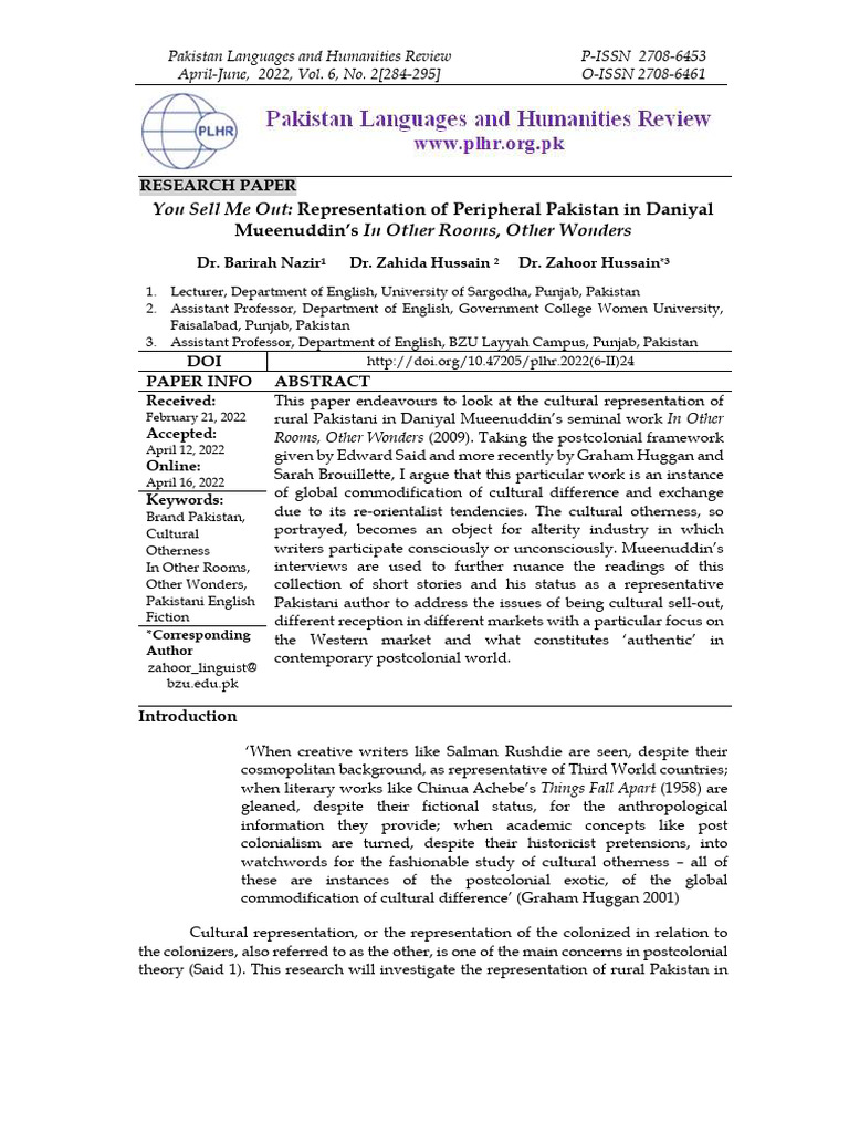 You Sell Me Out Representation of Peripheral Pakistan in Daniyal ...