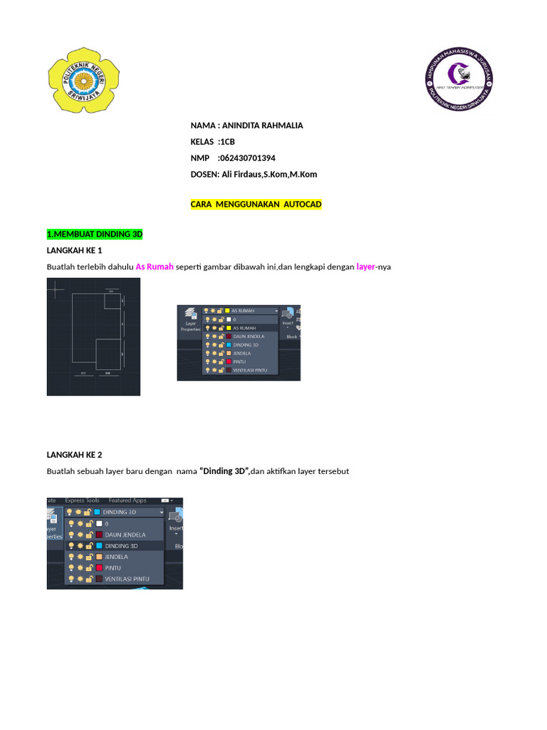 Modul Cara Membuat Rumah 3D Pada AutoCAD | PDF