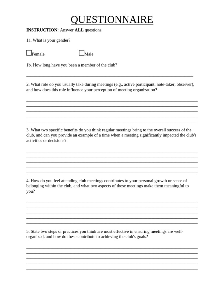 Questionnaire for OA El | PDF | Psychology | Social Psychology