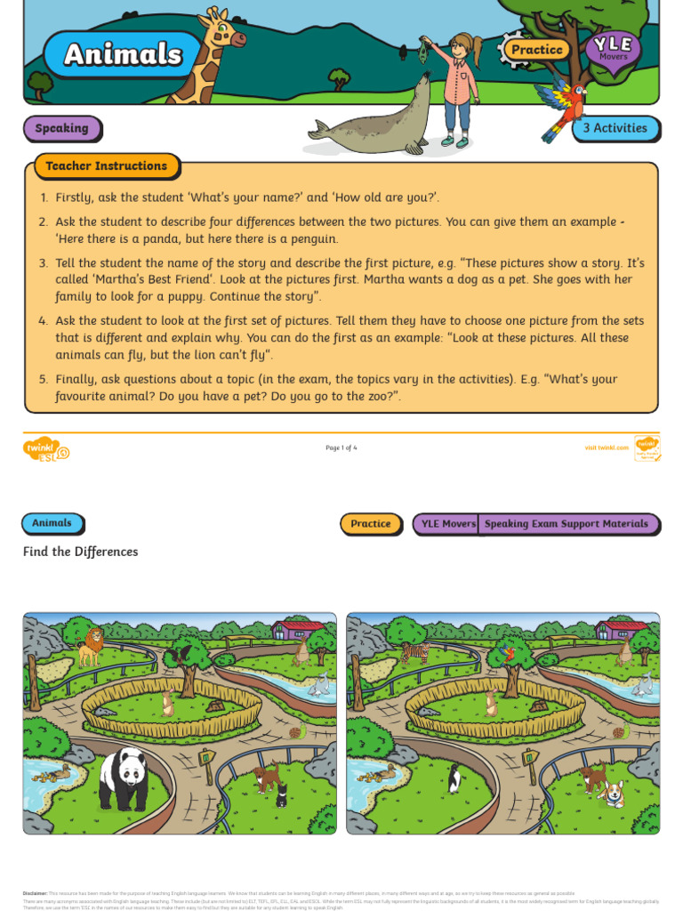 yle-movers-speaking-exam-material-kids-a1_ver_2 | PDF | English As A ...