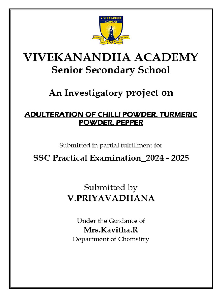 Investigatory Project Front Page | PDF