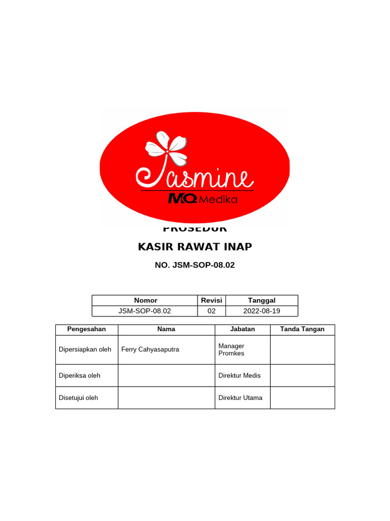 JSM-SOP-Kasir Ranap R1 (2) Ferry | PDF