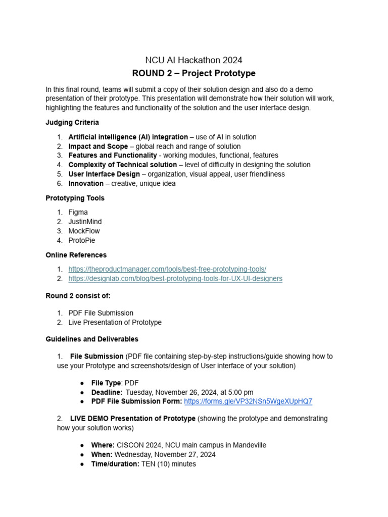 NCU AI Hackathon 2024: Round 2 Guide | PDF